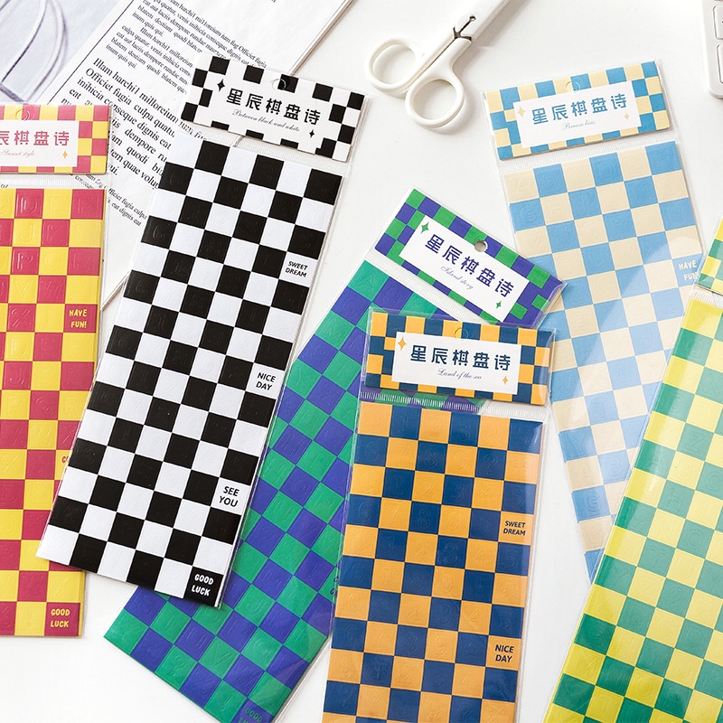 MOHAMM 4 Sheets Multi Color Checkerboard Digital Alphabet Sticker ...
