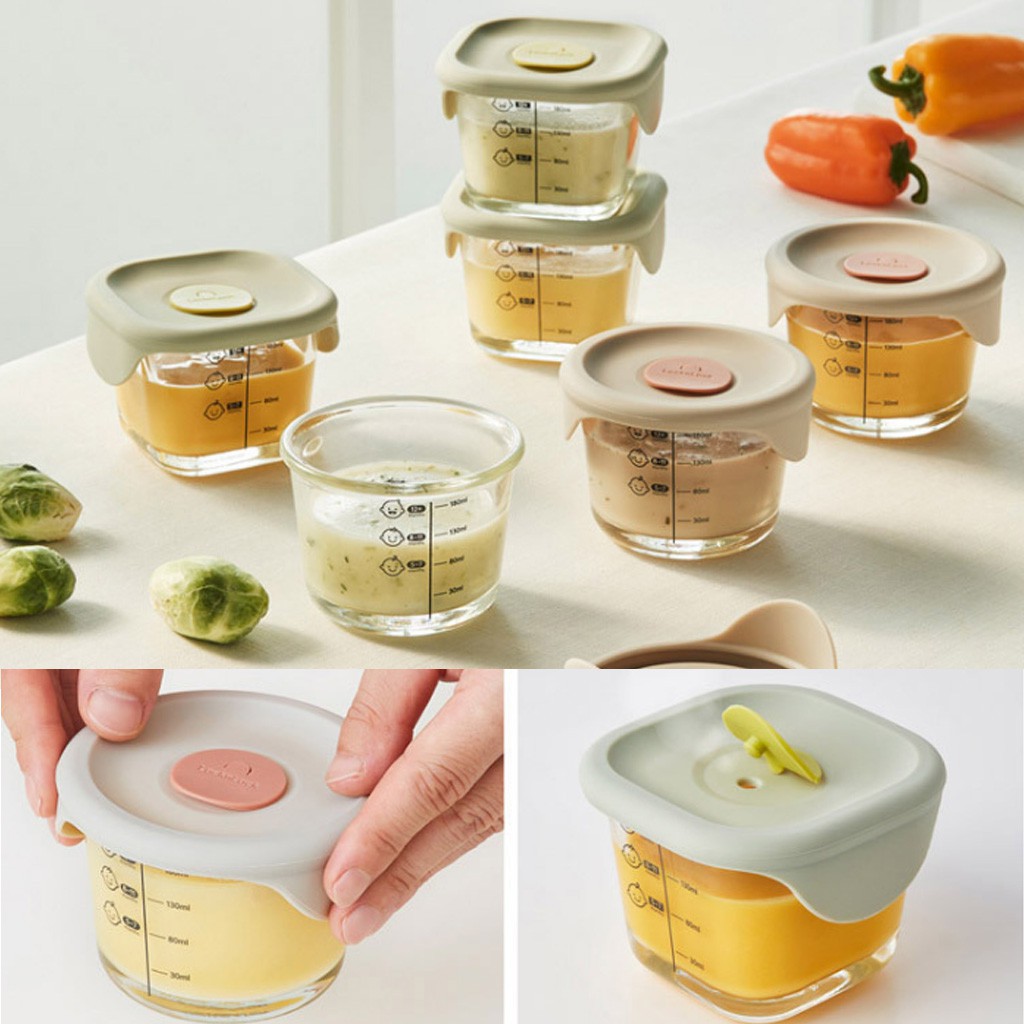 [LocknLock]Baby Food Graduation Glass Containers Storage/ Square ...