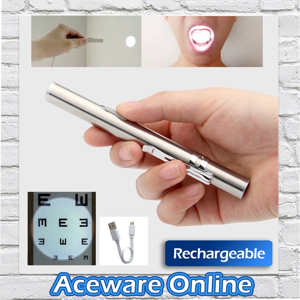 Premium Rechargeable Stainless Steel Pen Light for Doctor Medical Pen ...