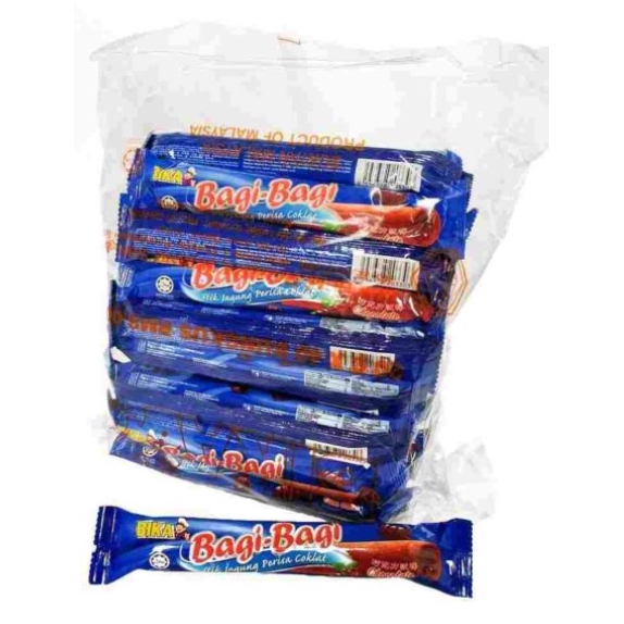 10 Packs Bika Pika Bagi-Bagi Choco Chocolate Corn Snack 11g Each HALAL ...