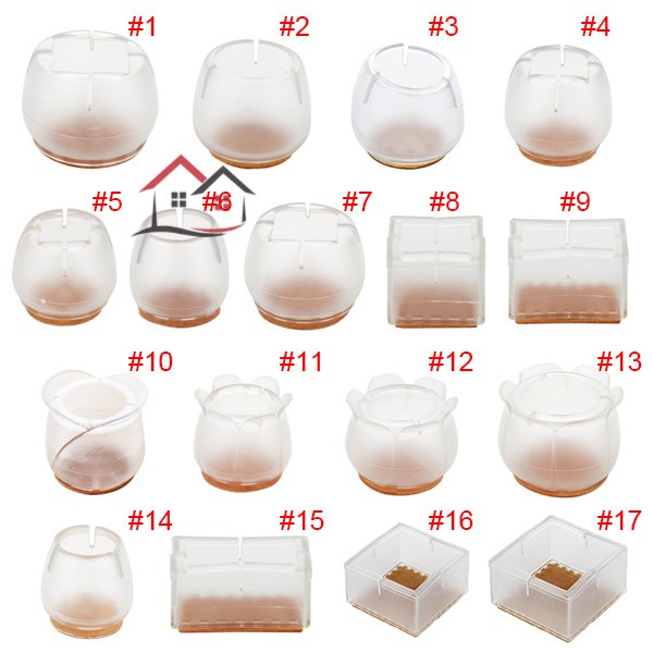 10pcs Silicone Rectangle Square Round Chair Leg Caps Feet Pads ...