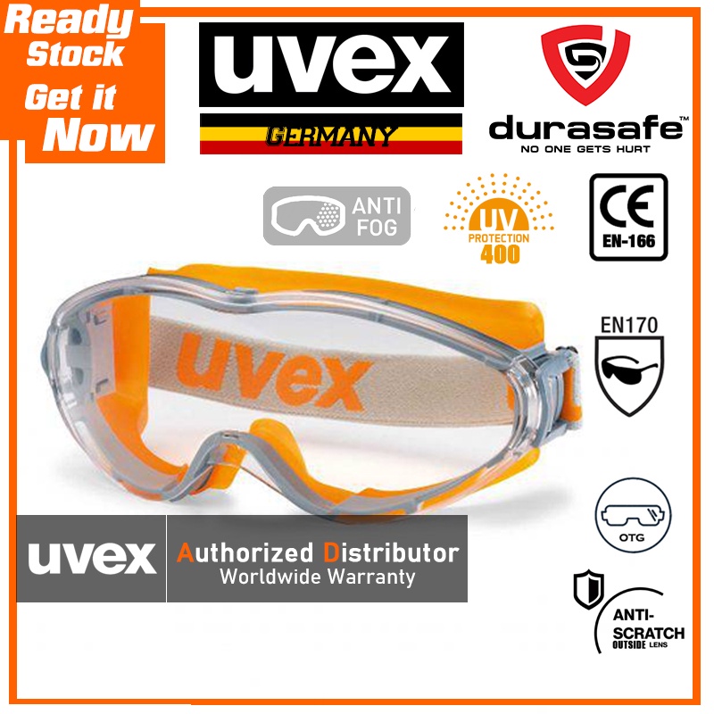 Ready Stock UVEX 9302245 Ultrasonic Wide Vision Safety Goggles Orange ...