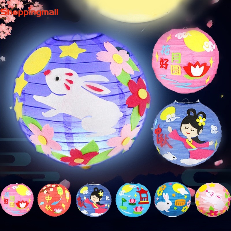 Creative Cute Cartoon Mid Autumn Portable Lantern/ LED Round Paper ...