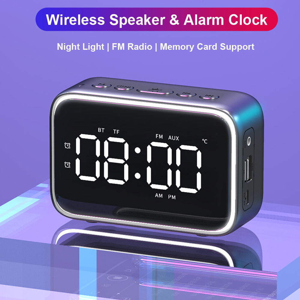 Digital Alarm Clock Radio with FM Radio, Bluetooth Speakers with Headphone Jack, Dual Alarms, 5 ...