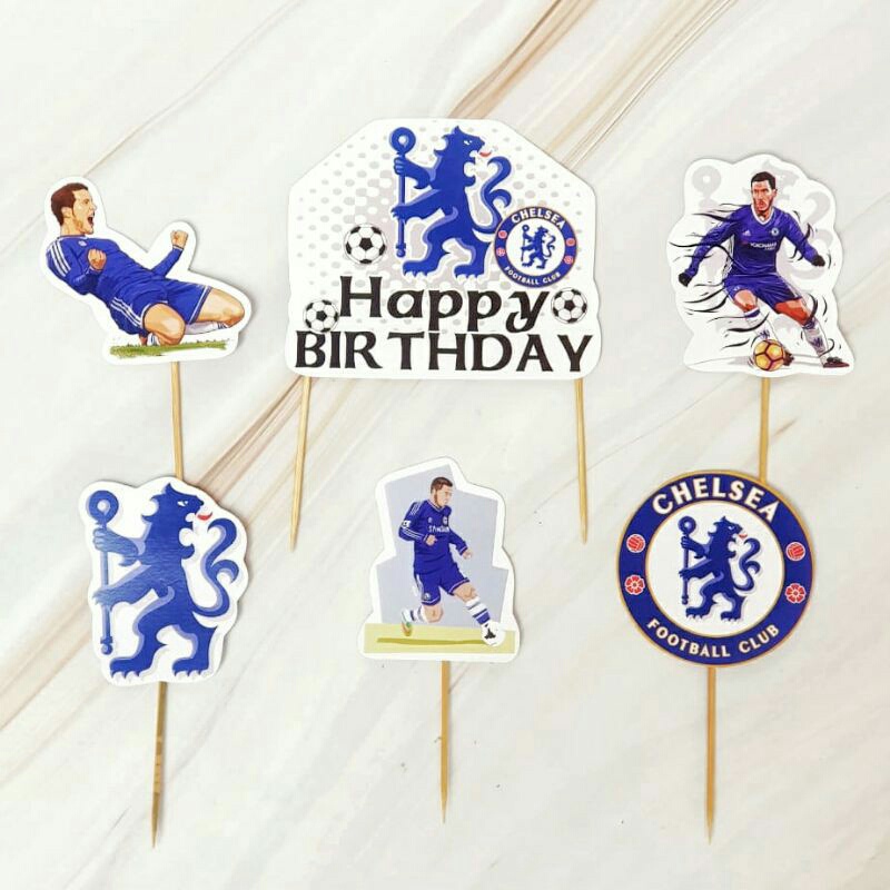 A set Of Chelsea FC Character Birthday cake topper | Shopee Singapore