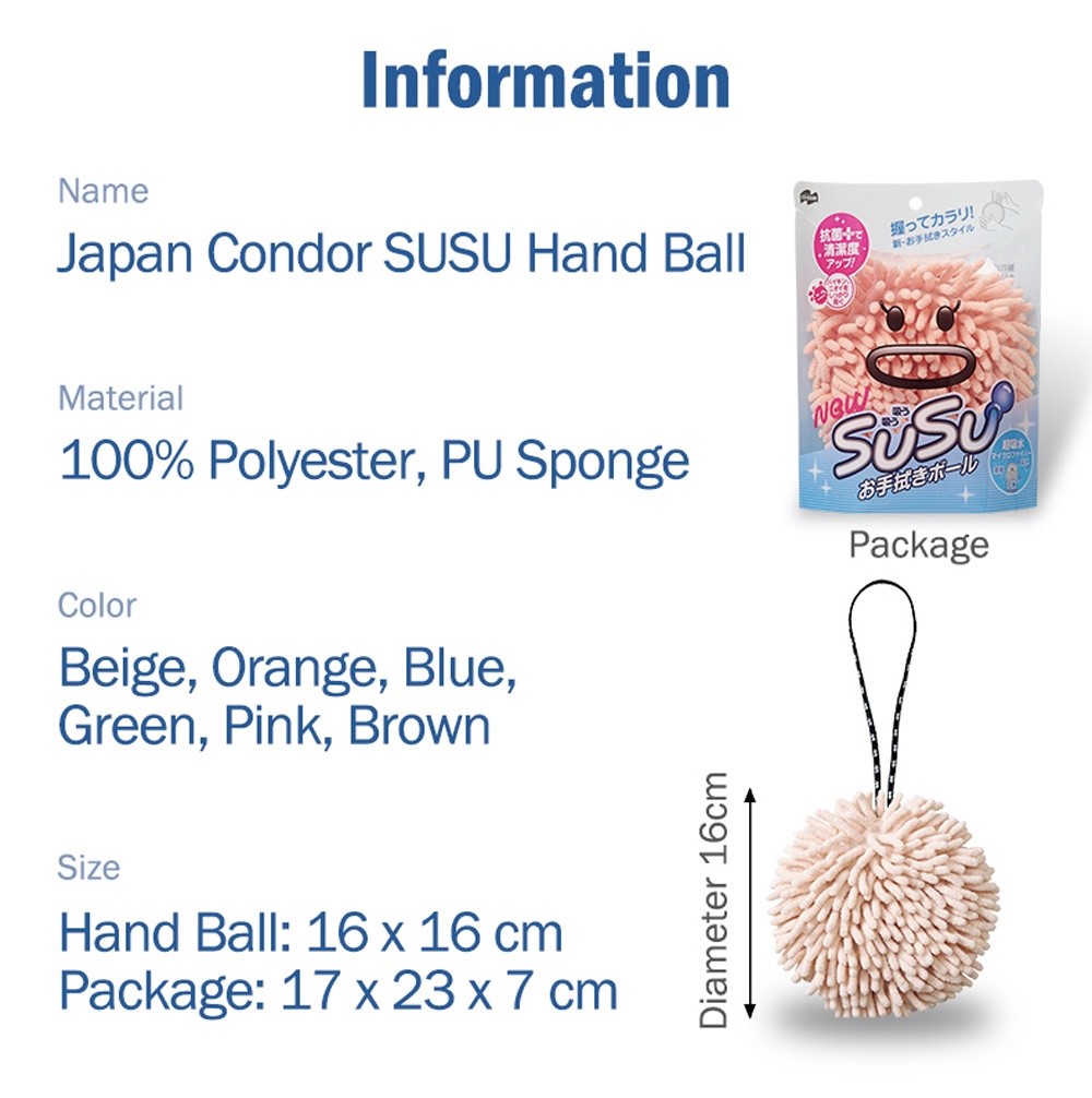 Japan Condor SUSU Hands Towel Ball Super Absorbent Quick Dry Soft ...