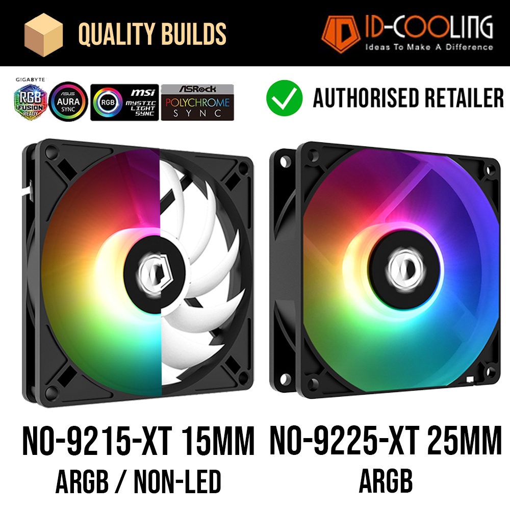 ID-Cooling 92mm 15mm 25mm ARGB RGB PWM NO-9215-XT NO-9225-XT Slim Low ...