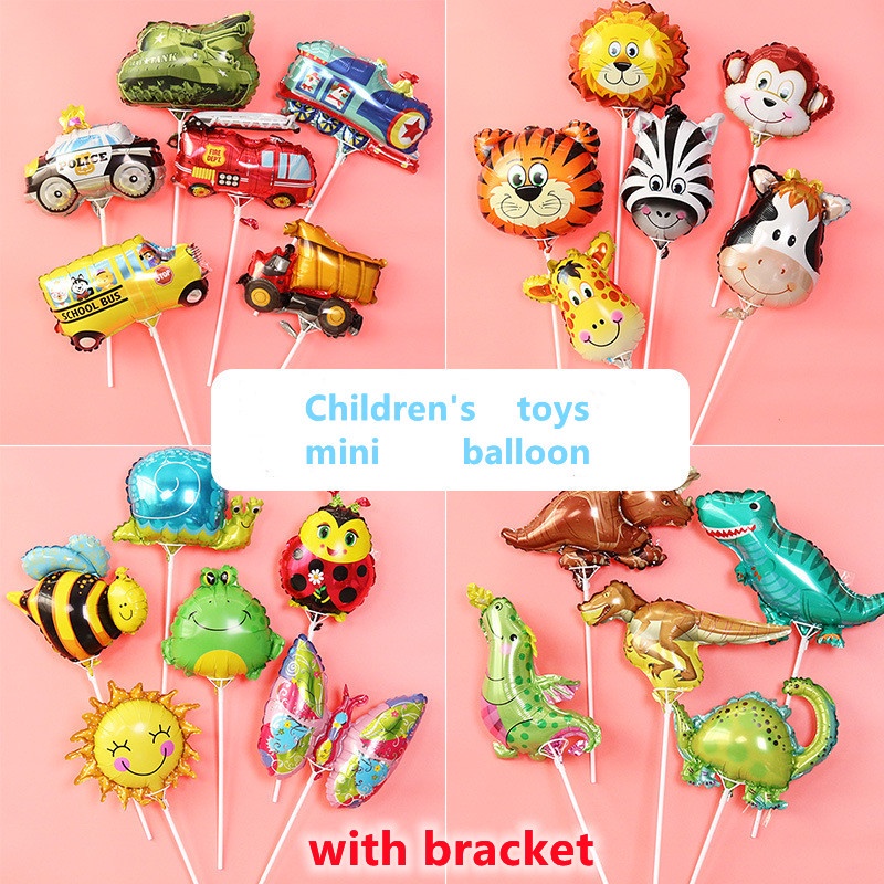 6pcs Mini Animal Balloon Holder Ocean Dinosaur Animal Car Foil Balloon ...