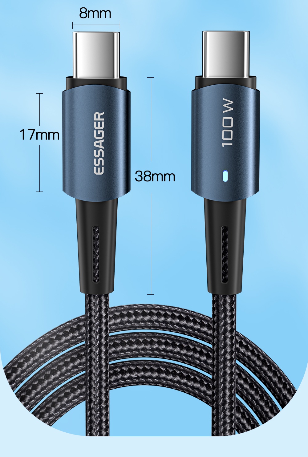 Essager PD 100w/60W 5A type c to type c cable supports FCP, AFC, QC4.0 ...