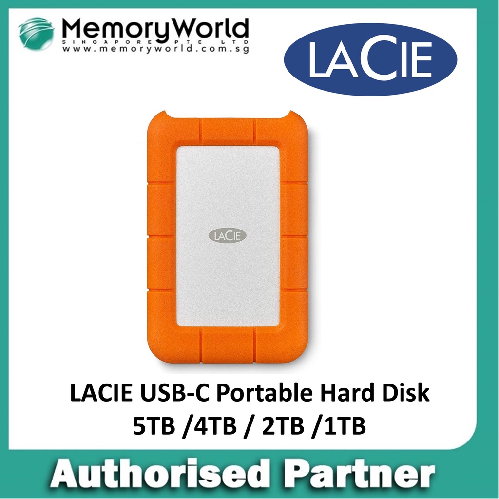 LACIE Rugged USB 3.1 Type C Portable Hard Disk, 1TB / 2TB / 4TB / 5TB ...