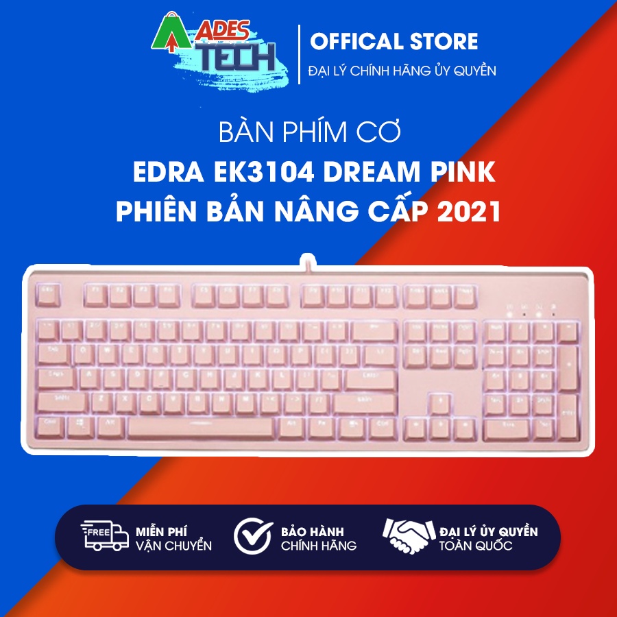 [Genuine New 2021] EDRA EK3104 Dream Pink Mechanical Keyboard Upgraded ...
