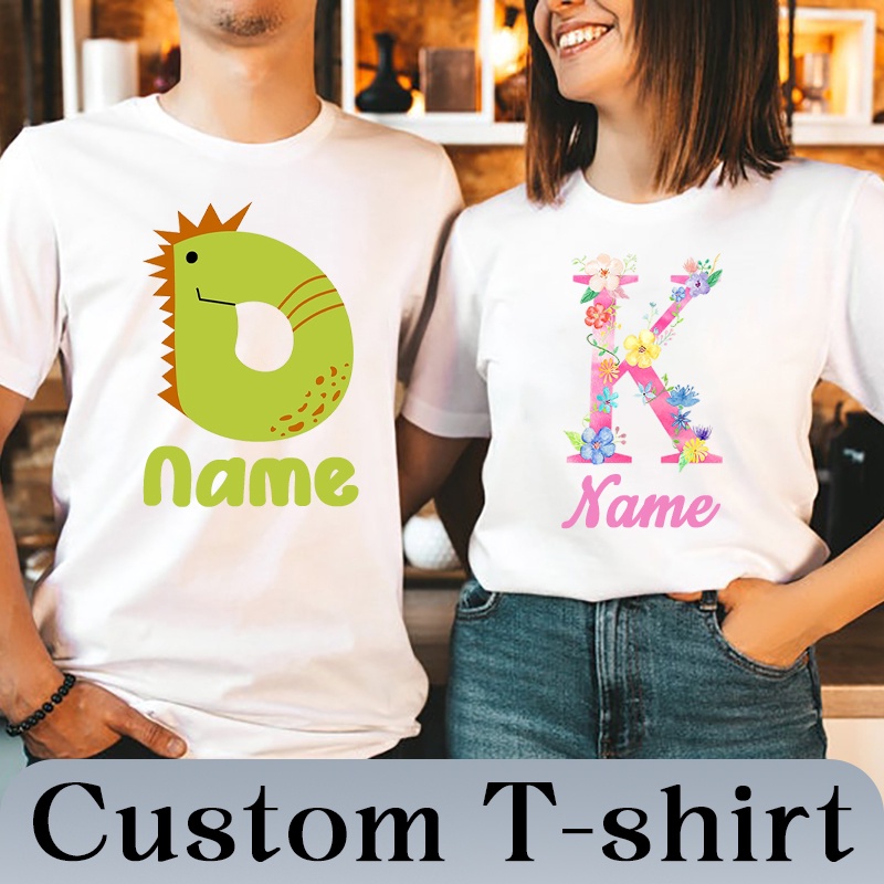 Letter with Name Custom Adult T-shirt Personalized T-shirt Cartoon ...