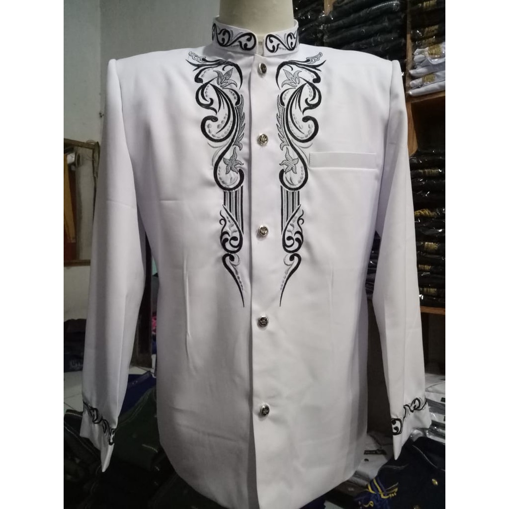 PUTIH Tasik Embroidery Jt018 Newest White | Jas Koko Motif Jt018 White ...