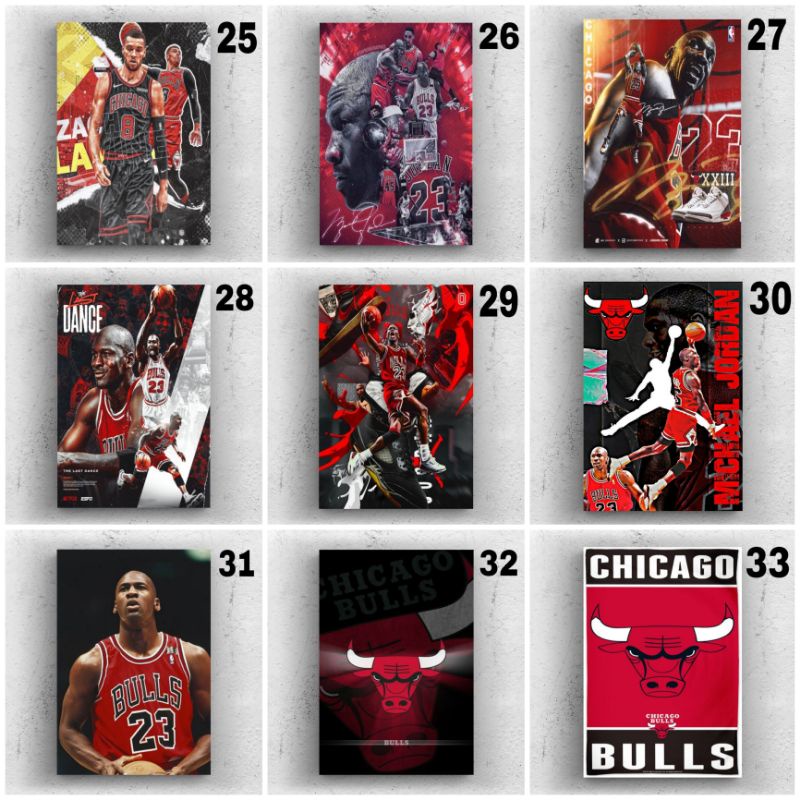 Chicago Bulls Logo and Player Wall Poster A3+ Size | Shopee Singapore