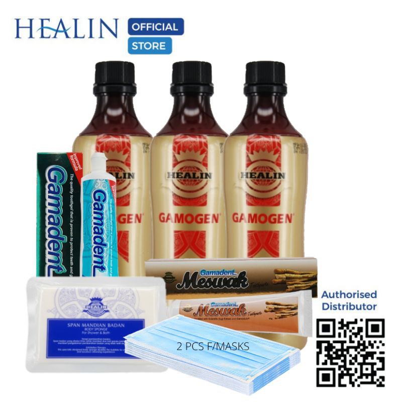 HEALIN COMBO GOLD with 3 GAMOGEN, Gamadent, Meswak, Body Sponge and ...