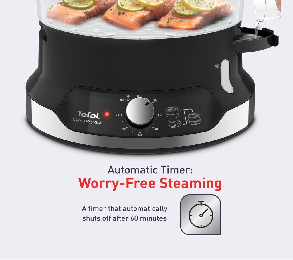 Tefal New Minicompact Steamer 2 Tier 6L VC1398 | Shopee Singapore