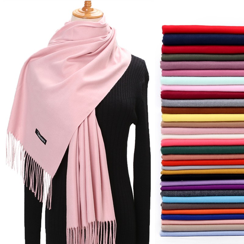 Unisex Women Winter Plain Cashmere Thick Warm Scarf Long Shawl Pashmina ...