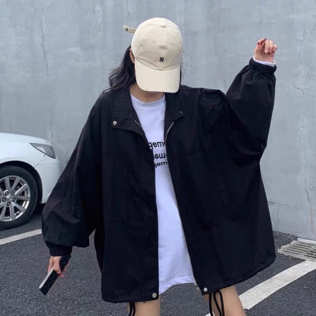 Jacket Khaki Unisex Wide form Korean Style Bat Wings | Shopee Singapore