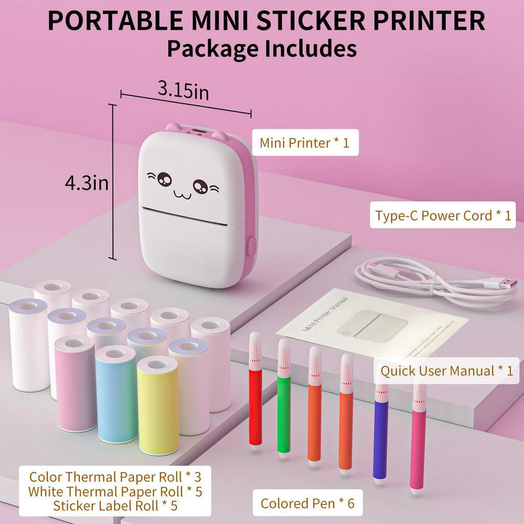 Mini Portable Thermal Printer Photo Printer Home Phone Mini Picture ...