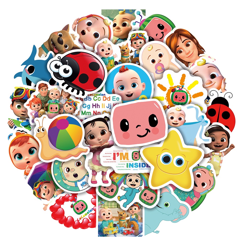 100Pcs Cocomelon Cartoon Tattoo Stickers Water Cup Trolley Case ...