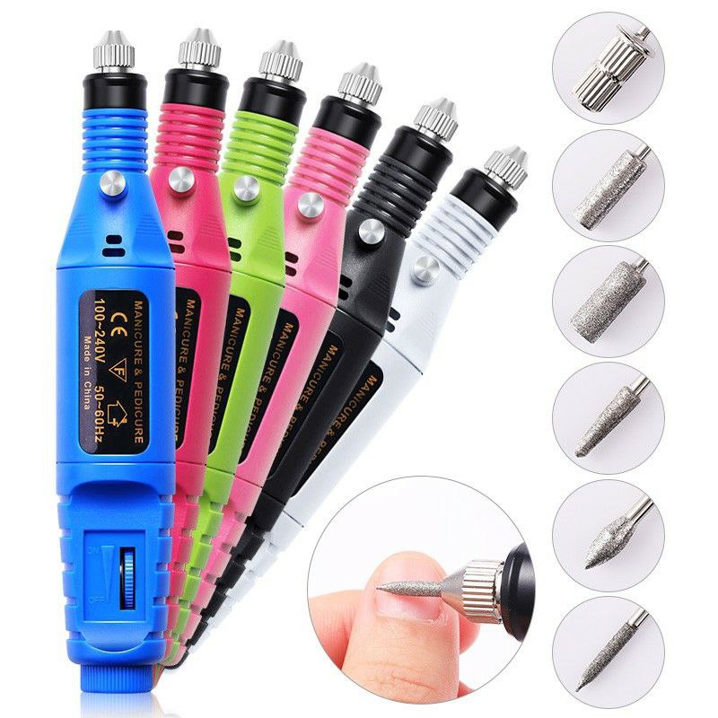 USB Mini Polish Nail Machine Gel Remover With 6pc Nail Drill Bit Nail ...