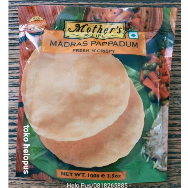 Mother Recipe Madras Pappadum Indian Crackers Papad Gurih Papadum ...
