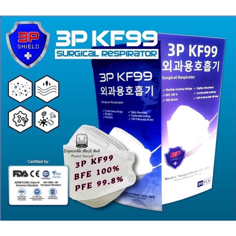 🇸🇬HSA Approved🇸🇬Made in Singapore🇸🇬 3P Adult BFE 100% KF99 Surgical ...