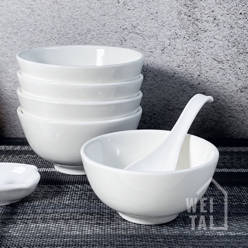 Ceramic Bowl Rice Bowl Soup Bowl White Plain Bowls 白瓷饭碗 | Shopee Singapore