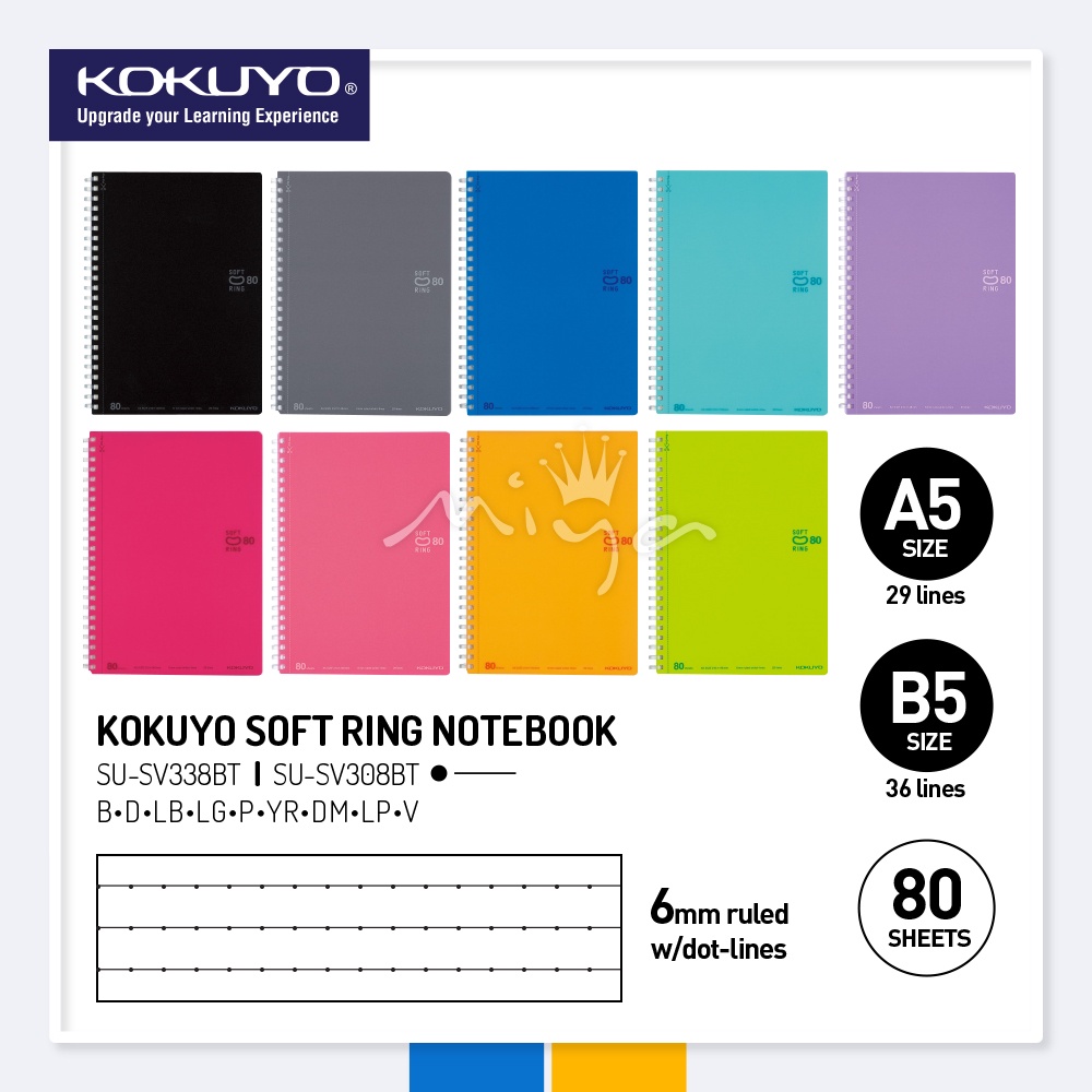 [NEW COLOR] KOKUYO SOFT RING NOTEBOOK A5 / B5 (80 SHEETS) 6MM RULED WITH DOTTED | Shopee Singapore
