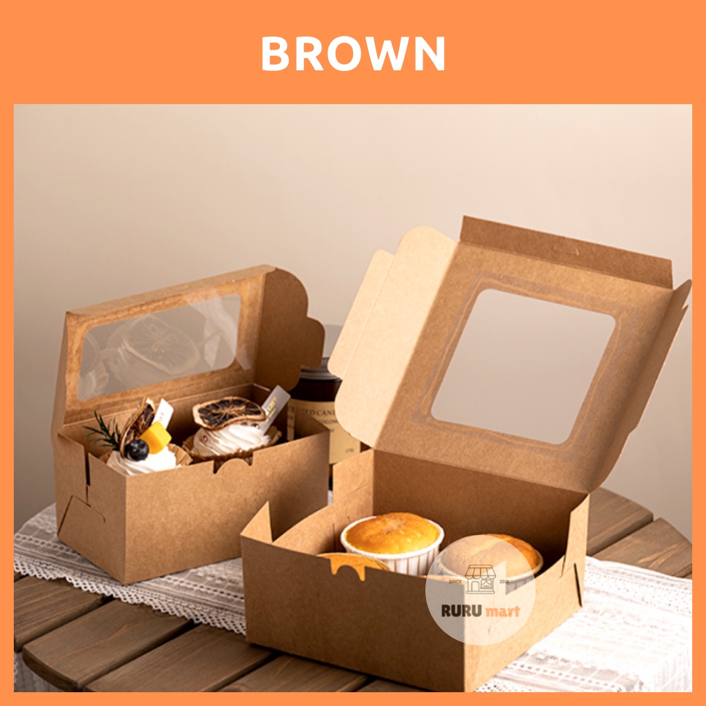 [RURUMART] 10pcs Cupcake Box/Cake Box with Window | 1/2/4/6 Cupcakes ...