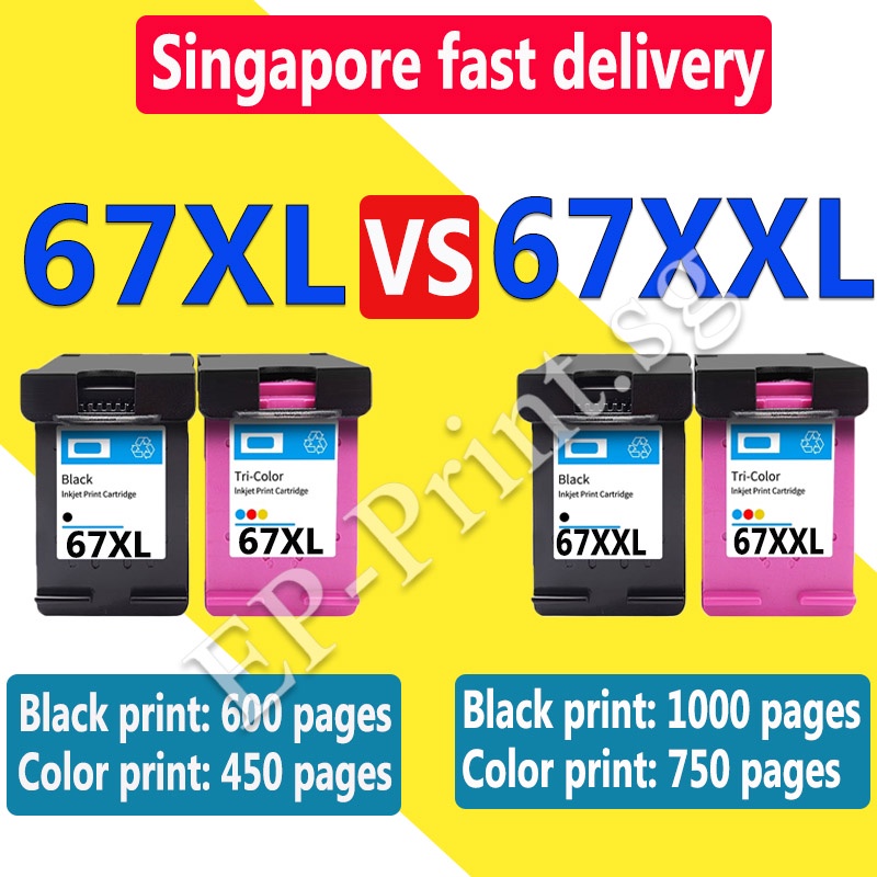 Compatible HP 67 Ink HP67 Black HP67XL Ink Cartridge for HP 2821E 2700 ...