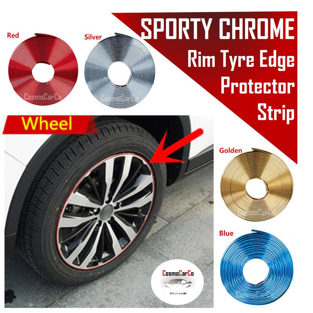 🔥SG SELLER🔥 8M Chrome Car Rim Protector Guard Wheel Tyre Tire Trim Rims ...
