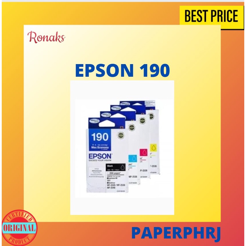 Epson 190 or T190 Black Original Ink Cartridge for WF 2528 WF 2548 ...