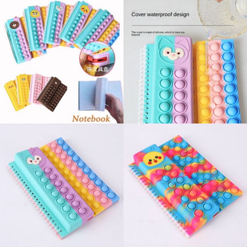 2in1 Pop It Sponge Bob Pencil Box + notebook Buku Nota Bergaris Notepad ...