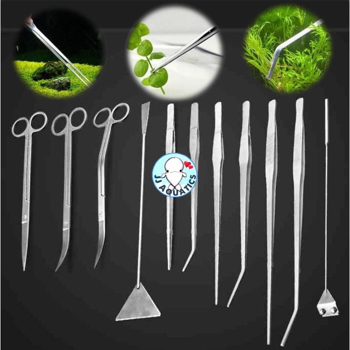 304 Stainless Steel Aquarium Tweezers Spatula Scissors Scraper ...