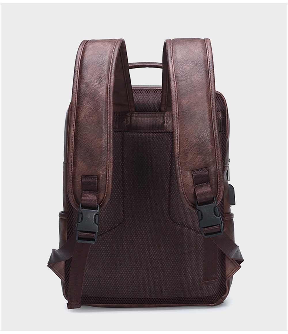 JEEP BULUO Backpack Fashion Leather Men Business Male 15.6" Laptop Bag ...