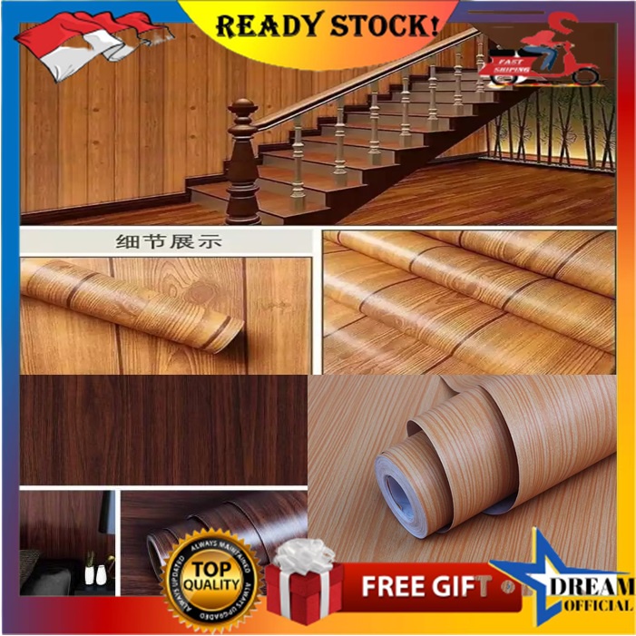 KAYU MERAH Wallpaper 45cmx1m Teak Wood Dark Brown/Light/Red Wallpaper ...