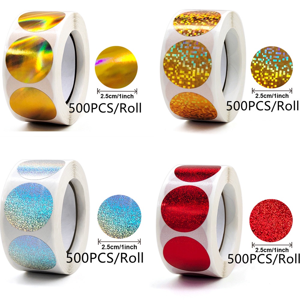 New 11 Style 1 Inch 500PCS/Roll Round Silver Gold Sticker Customize ...