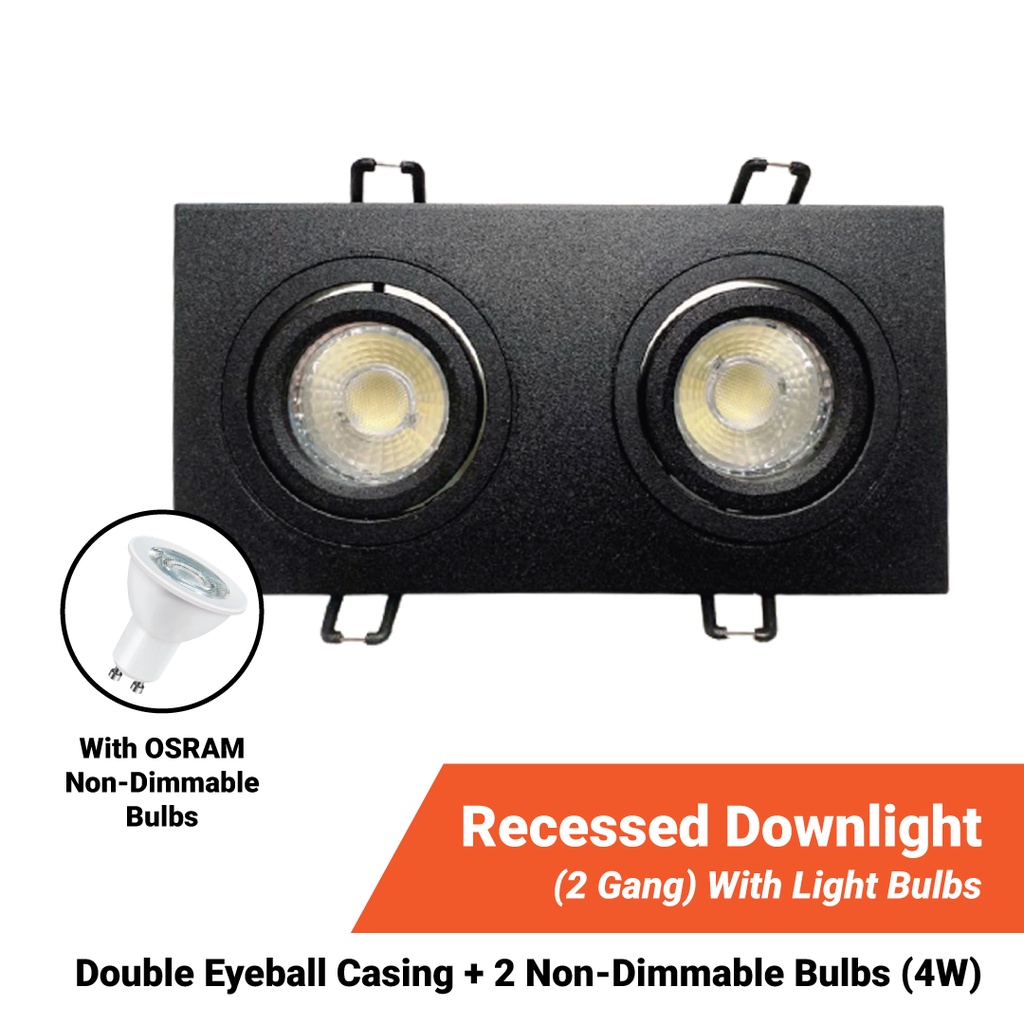 Double Eyeball Spotlight Downlight Casing + 2x OSRAM LED ECO 5W GU10 ...