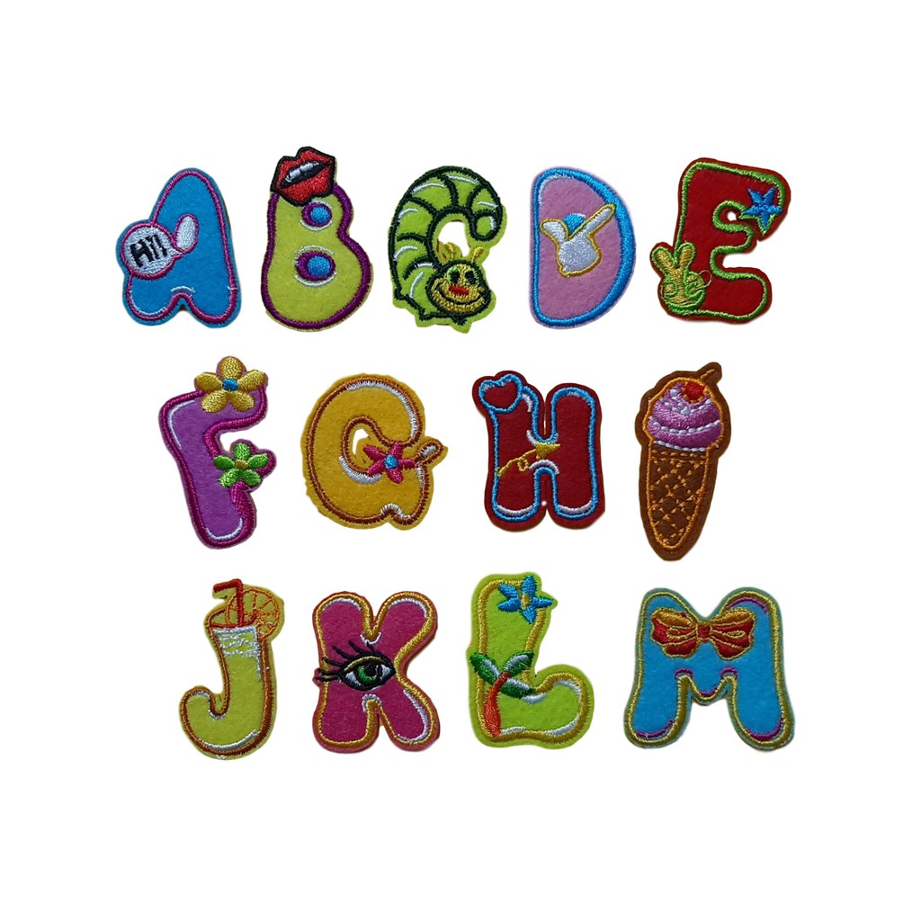 Letter A-Z Alphabet Iron On Patch ABC Goodie Bag Party Favour Children ...