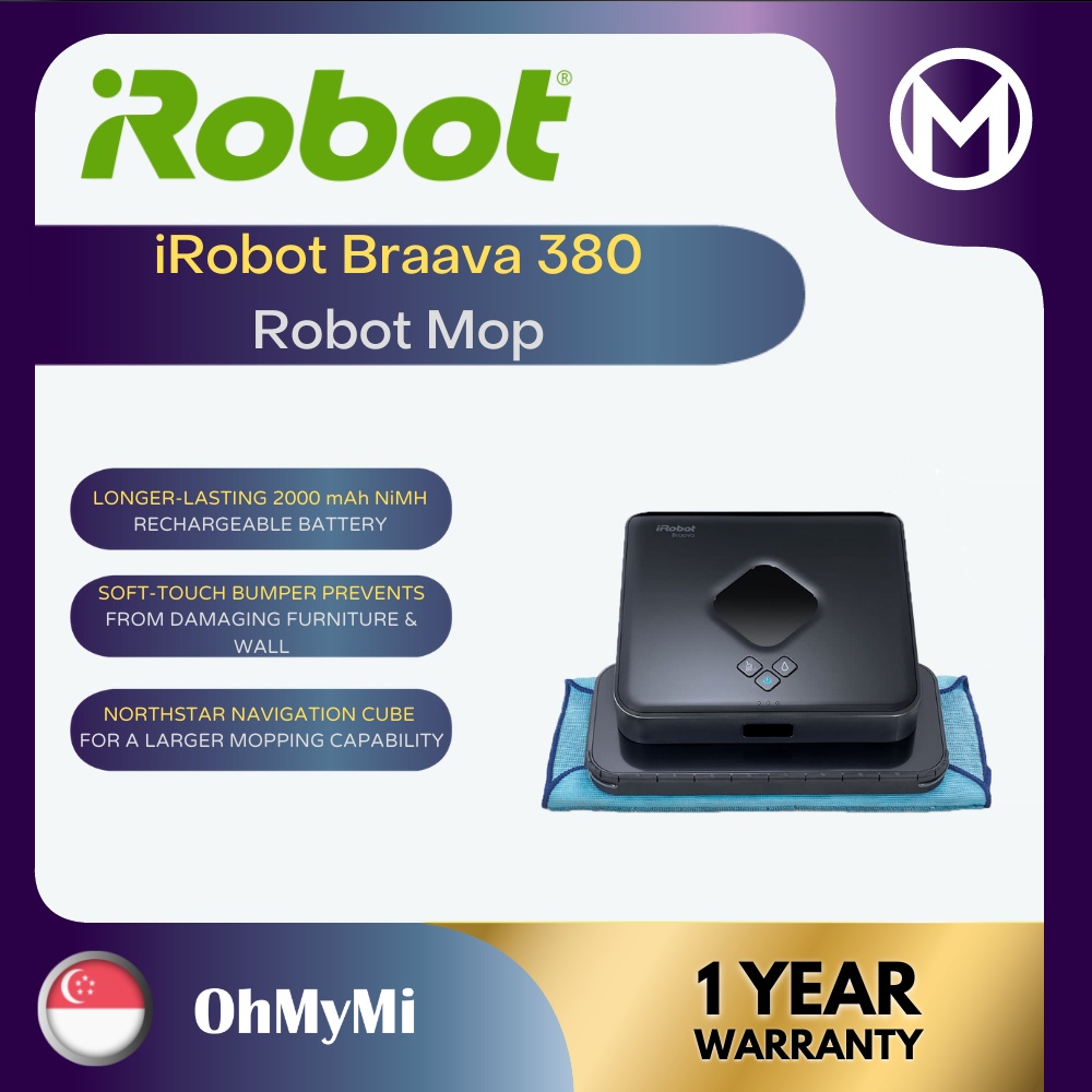 iRobot Braava 380 Advanced Mopping Robot - Wet Mopping and Dry Sweeping ...