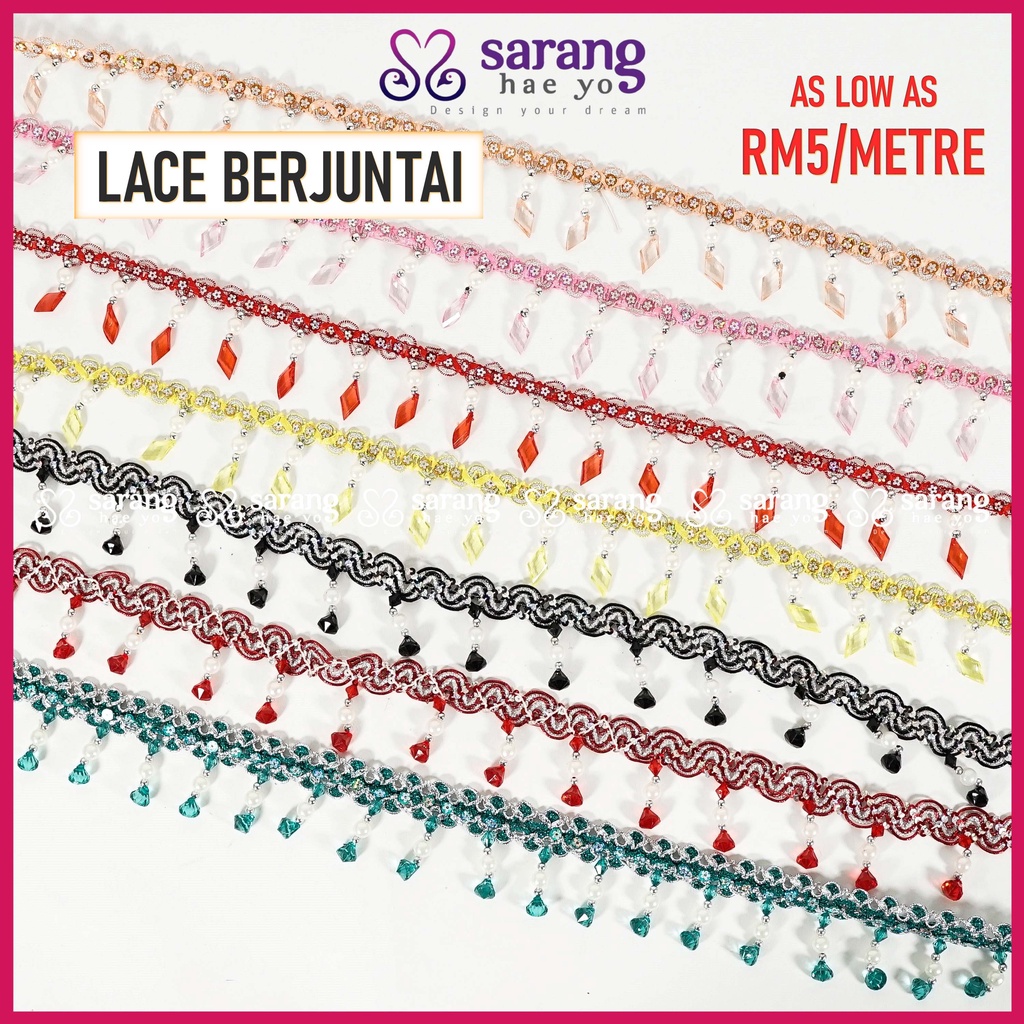 Lace Render Curtain Berjuntai Lace With Beads Render Lander Lace Hiasan ...