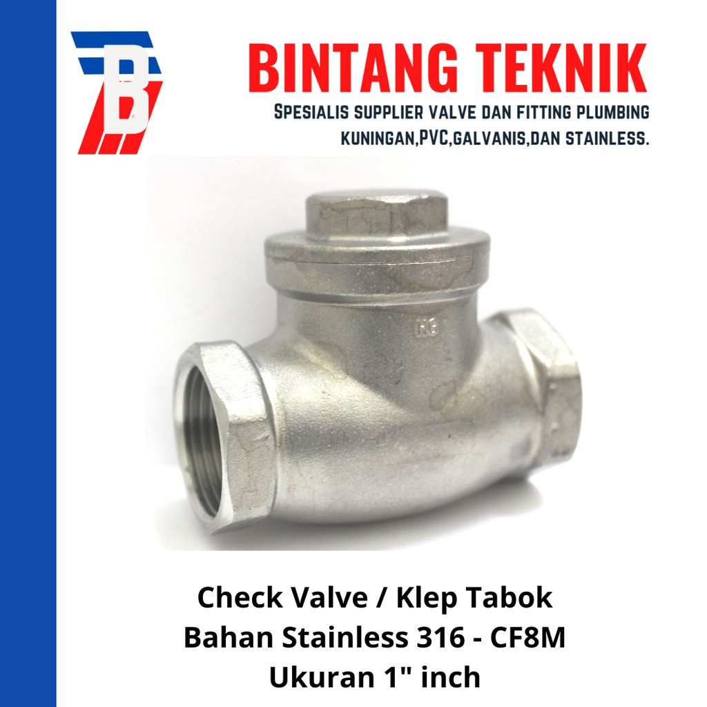 Check Valve Stainless Steel Tabok Valve/ (SUS) 316 1" inch | Shopee ...