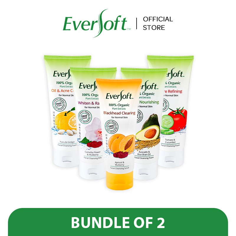 [Bundle of 2] EVERSOFT Organic Facial Cleanser 100g - 5 Variants ...