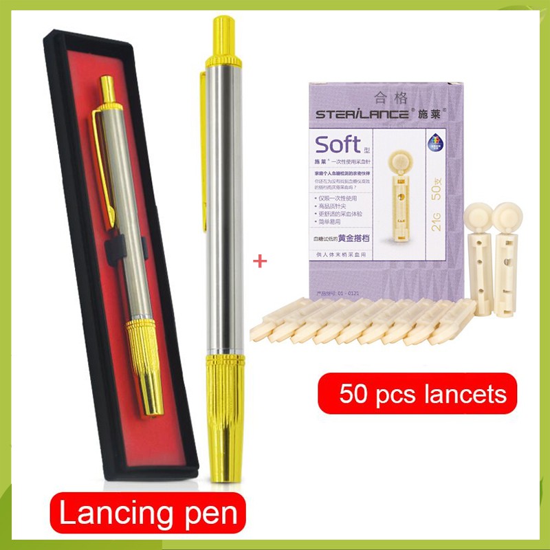 Pen Bekam Silver High quality blood lancet + 21G Kotak Jarum Bekam for ...