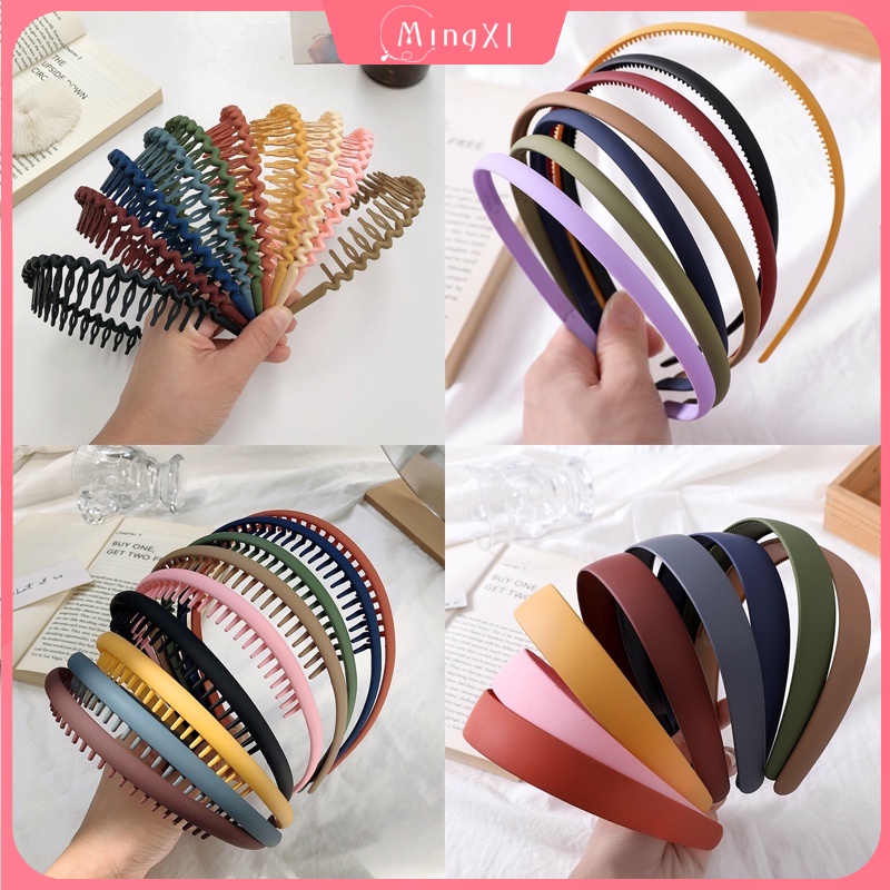 4-12 Pcs/set Morandi Color Plastic Headband Women Korean Style Fashion ...