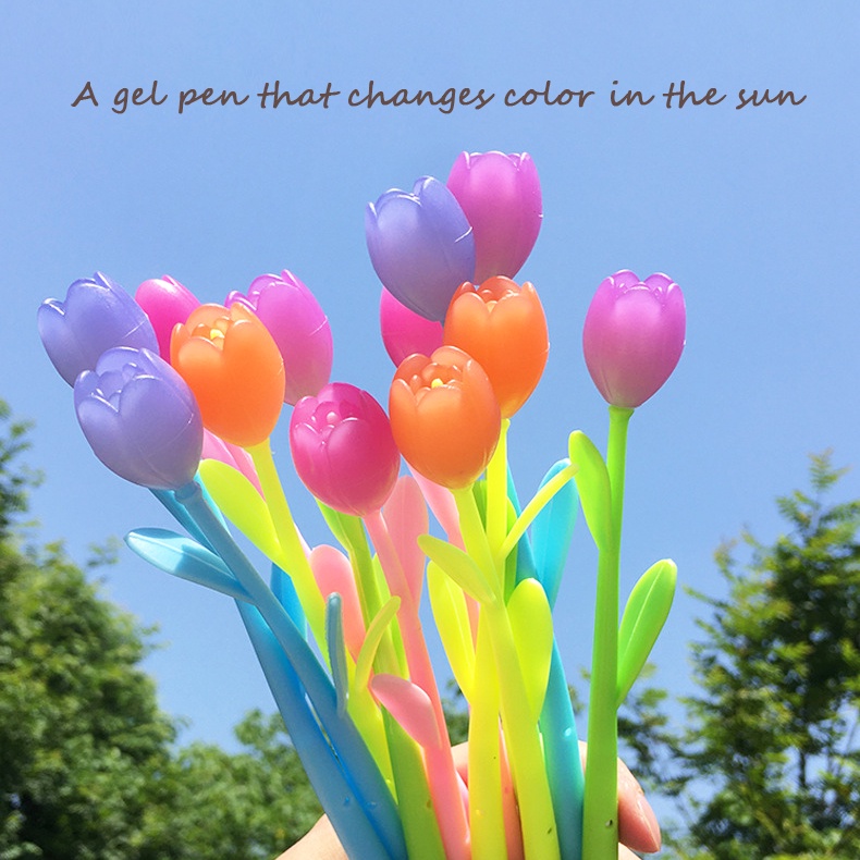 Creative Color Change Flower Gel Pen 0.5mm Black Ink Pen Will Change ...