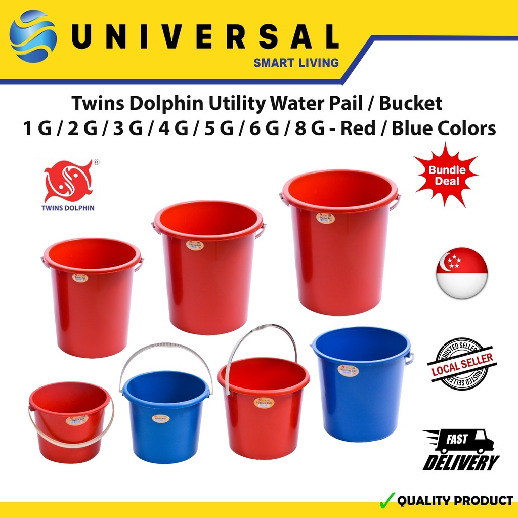 [SG SHOP SELLER] Twins Dolphin Utility Water Pail / Bucket 1 G / 2 G ...