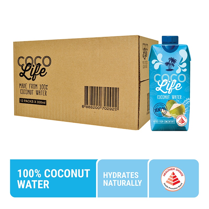 Cocolife 100% Natural Coconut Water 03/2024 Expiry (12 Pack/330ml ...