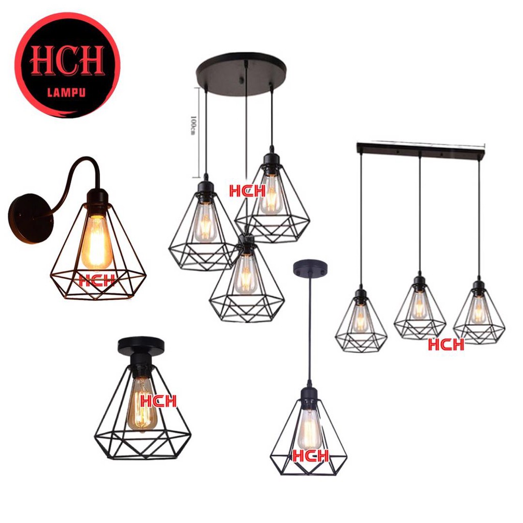 HCH Loft Pendant Light / Ceiling Lamp / Loft Wall Light Black Diamond ...
